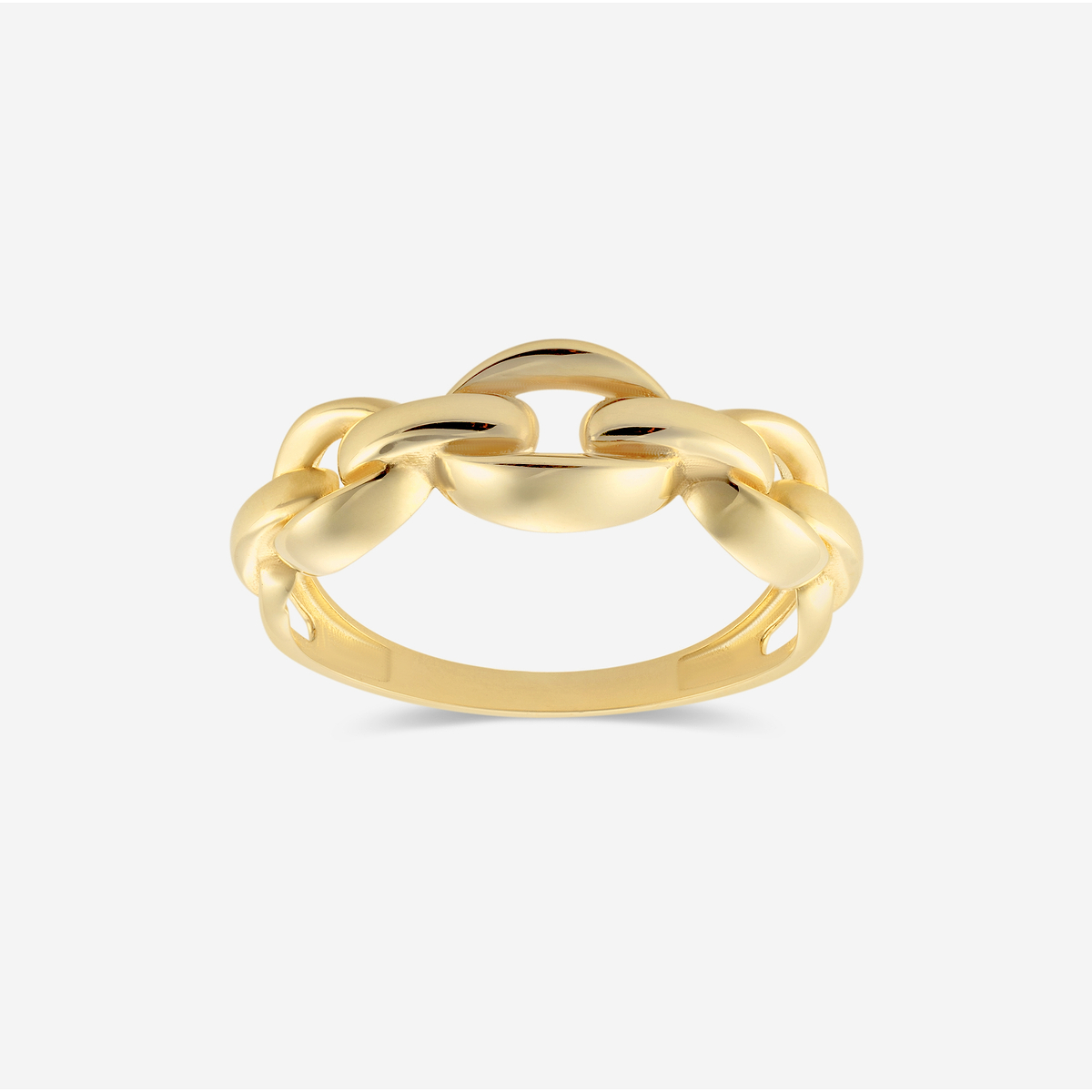 Plain Gold Chain Link Ring 14K Yellow Gold
