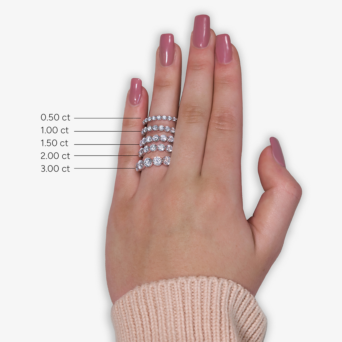 Jean 2 ctw Round Lab Grown Diamond Floating Wedding Band Platinum, F, VS2