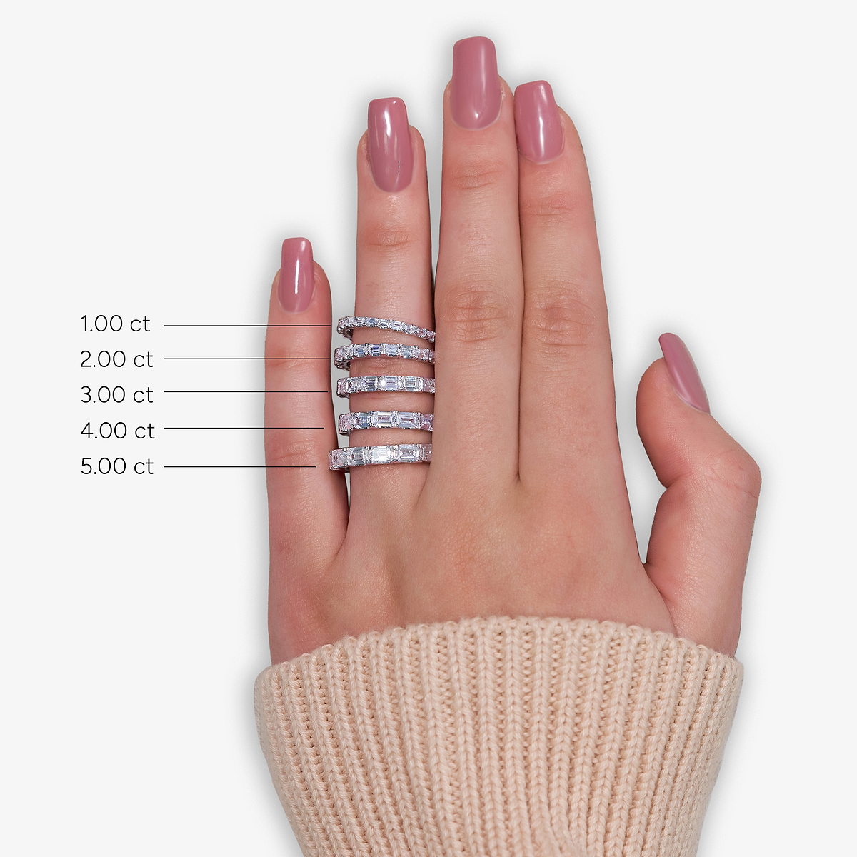 3 7/8 ctw Radiant Lab Grown Diamond East-West Eternity Band - 3.7mm ...