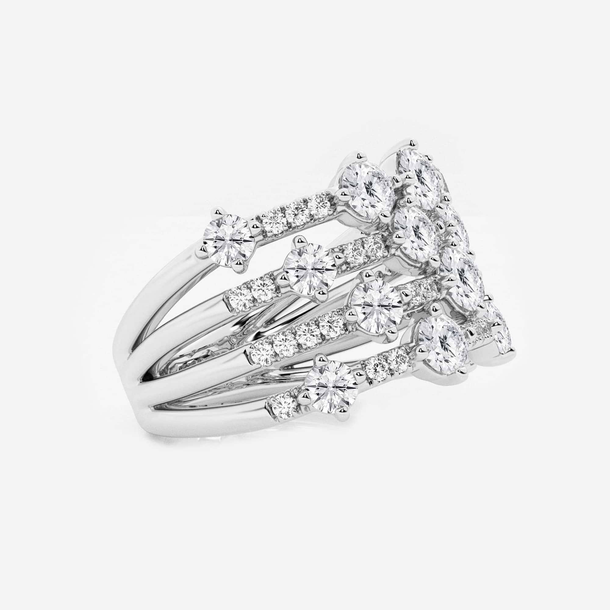 Flow 2 ctw Round Lab Grown Diamond Multi Row Band 14K White Gold, DE, VS1