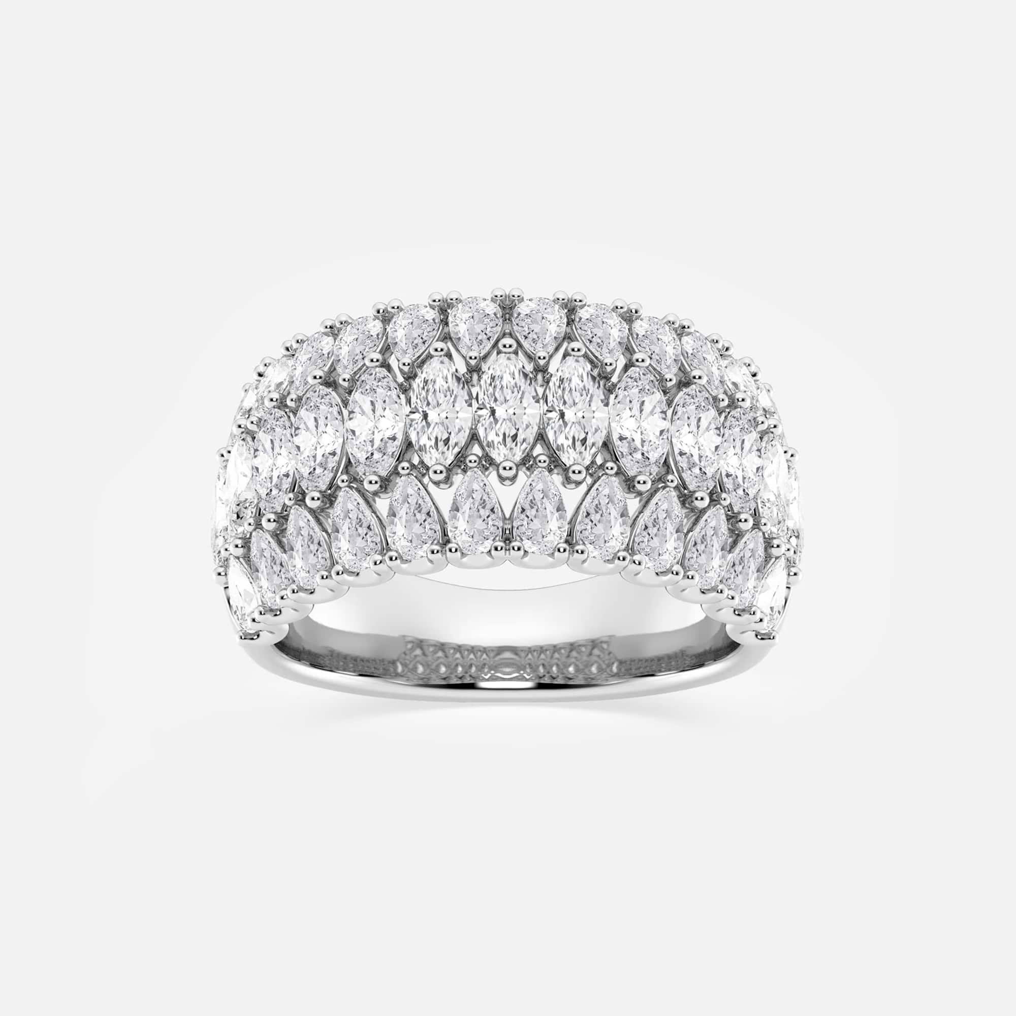 Harmonica 3 ctw Pear and Marquise Lab Grown Diamond Triple Row Fashion ...