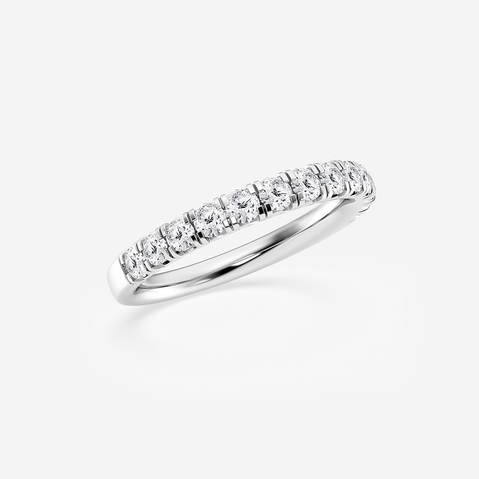 3/4 ctw Round Lab Grown Diamond French Pave Wedding Band Platinum ...