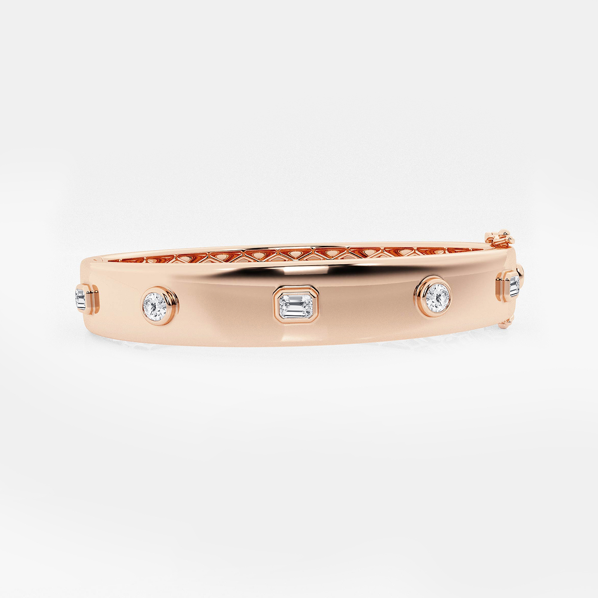 1 ctw Round and Emerald Lab Grown Diamond Five Stone Bangle Bracelet 7 ...