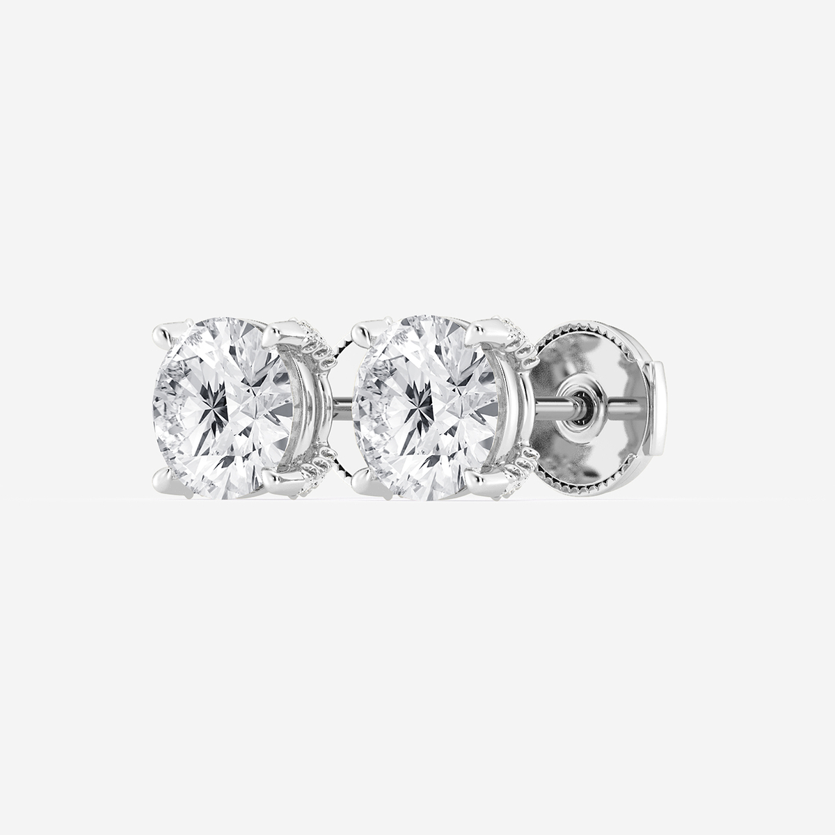 4 1/8 ctw Round Lab Grown Diamond Side Stone Stud Earrings 14K White ...