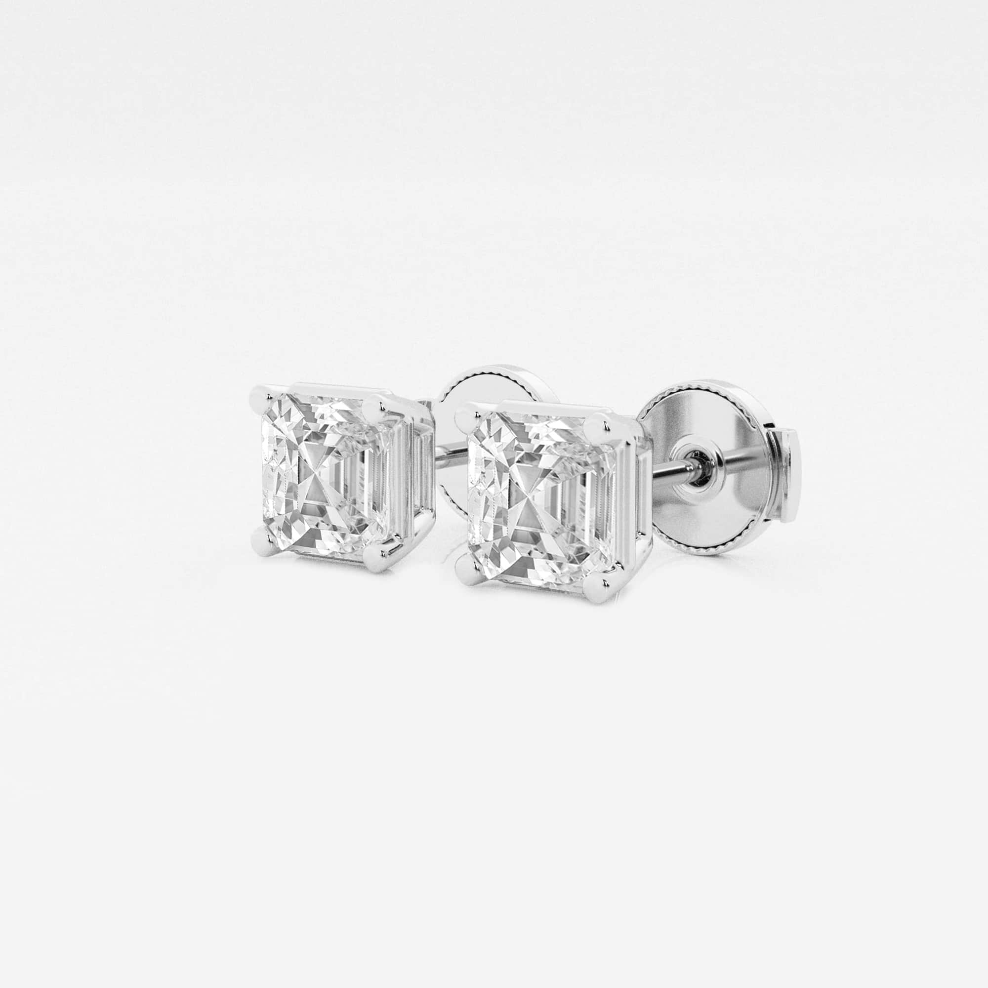 2 ctw Asscher Lab Grown Diamond Solitaire Stud Earrings Platinum, F, VS2