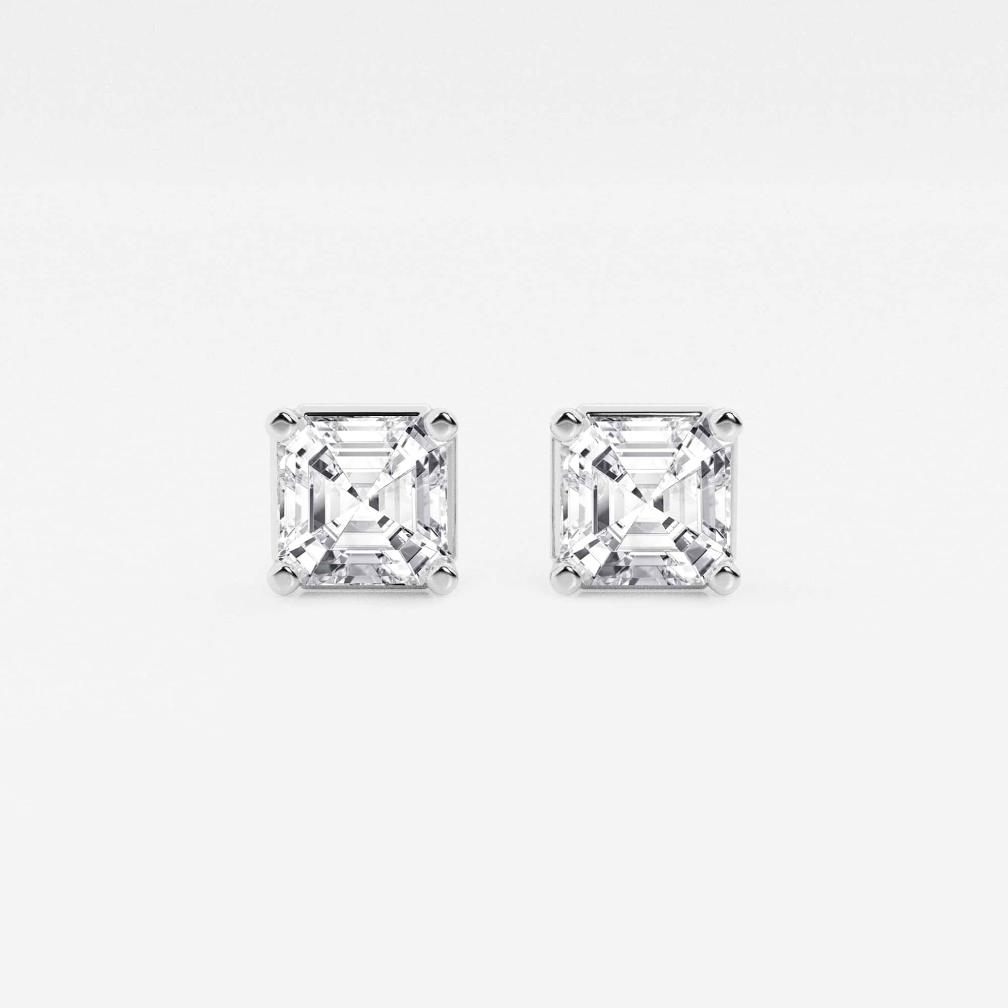 2 ctw Asscher Lab Grown Diamond Solitaire Stud Earrings Platinum, F, VS2