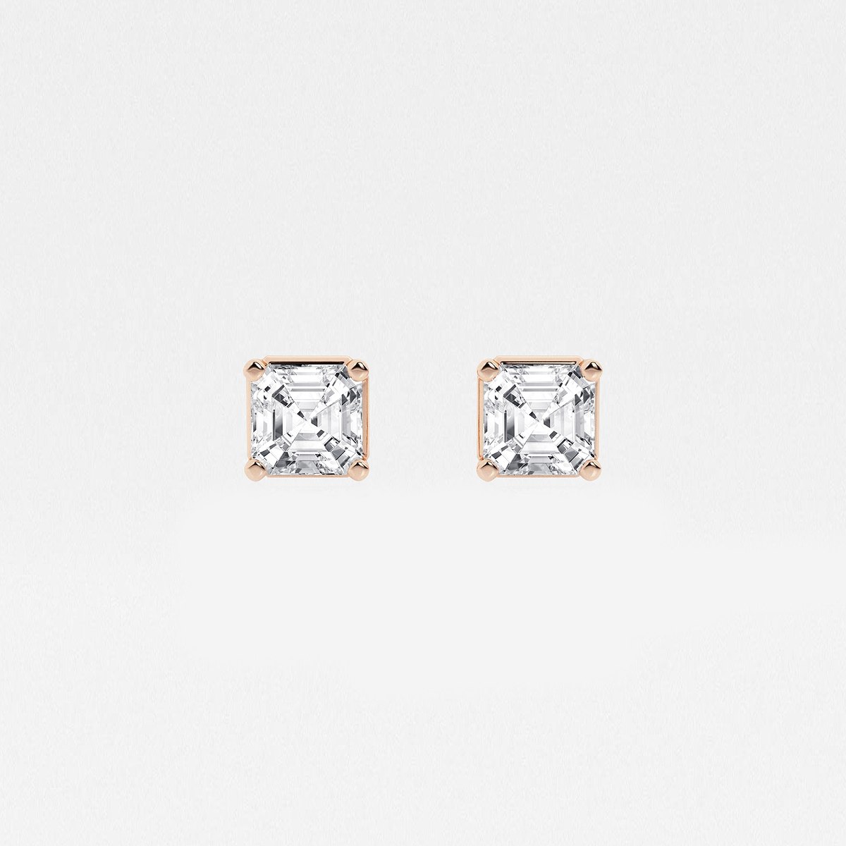 1 ctw Asscher Lab Grown Diamond Solitaire Stud Earrings Platinum, F, VS2