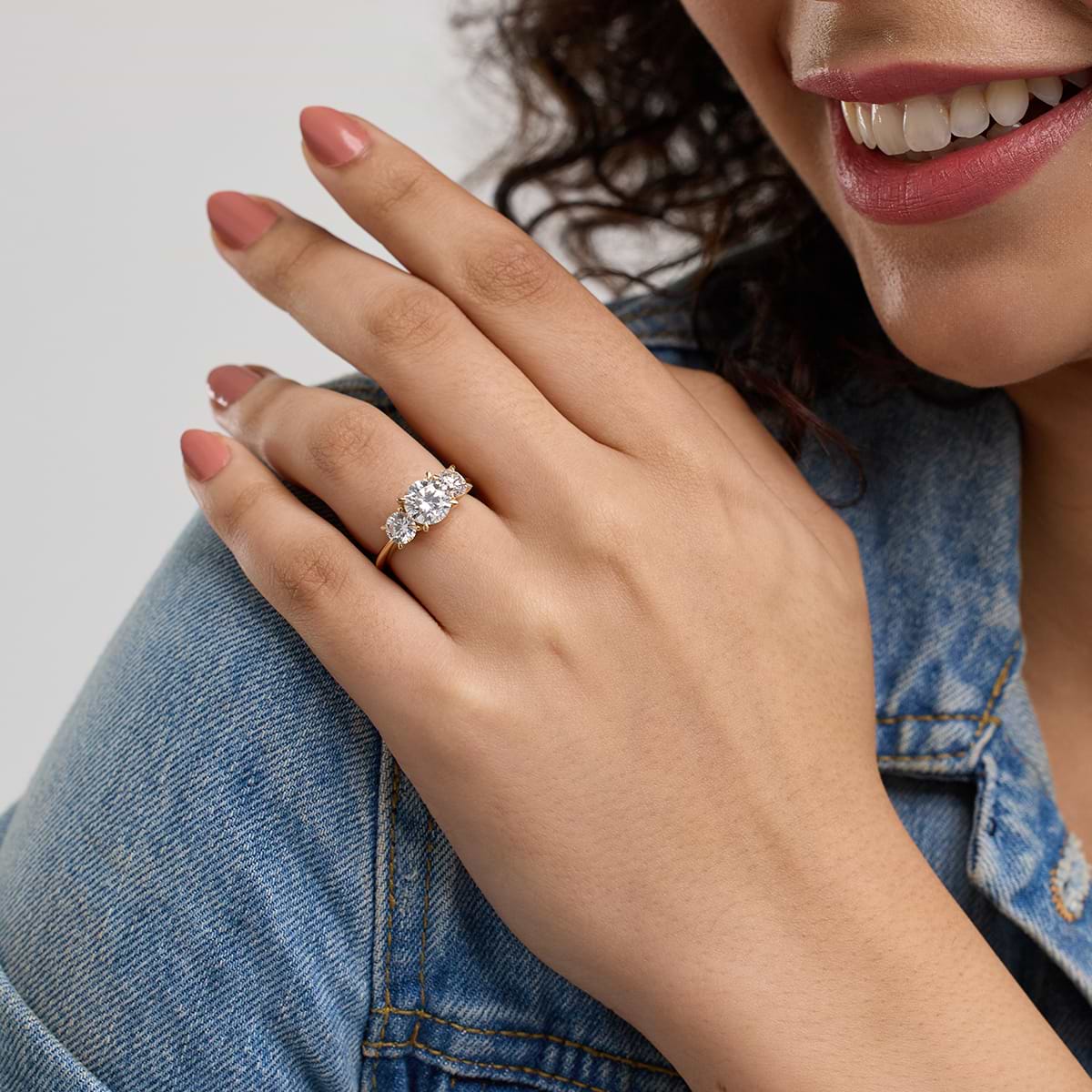 4 ctw Round Lab Grown Diamond Three-Stone Ring - Grownbrilliance