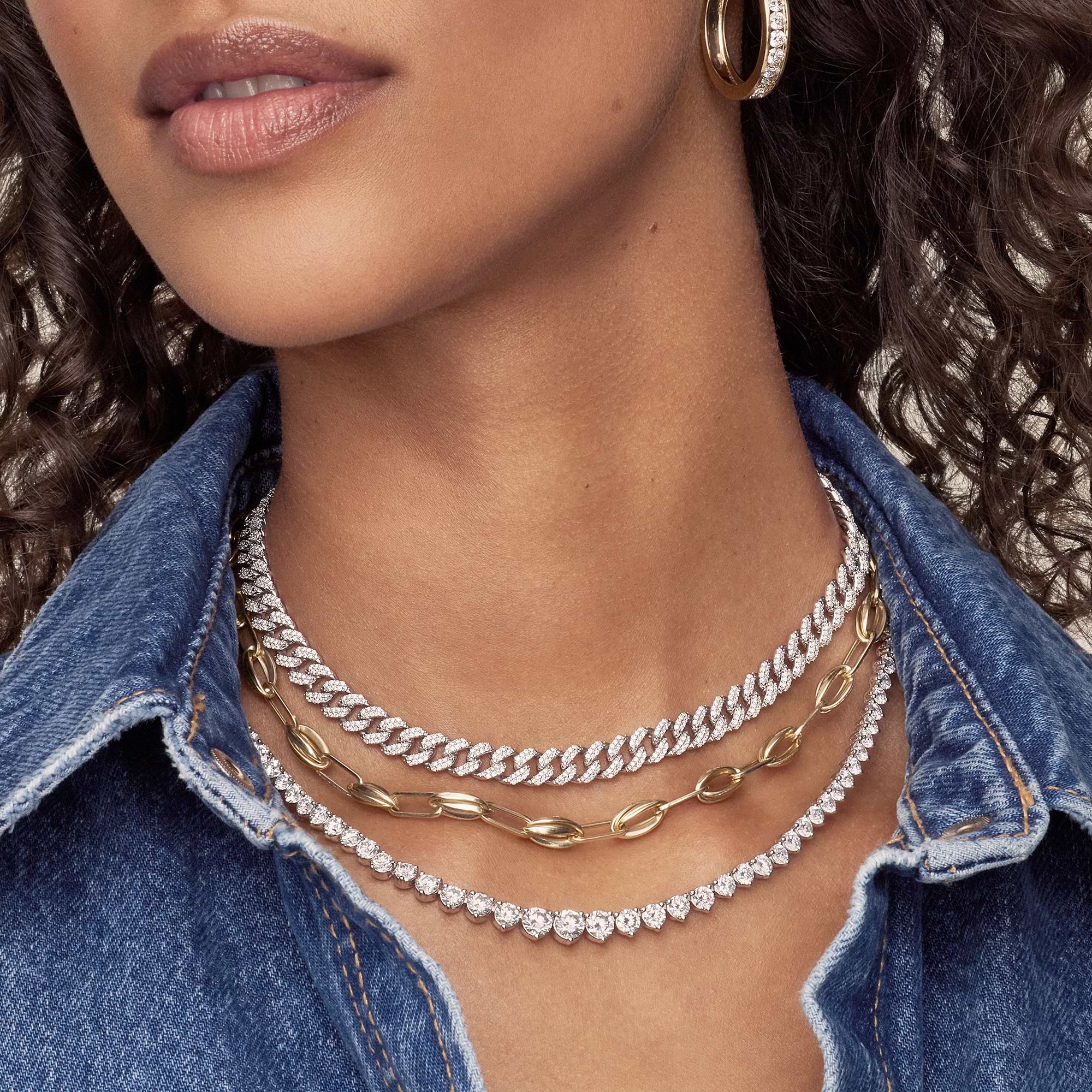 5 1/2 ctw Round Lab Grown Diamond Cuban Link Necklace Platinum, F, VS2