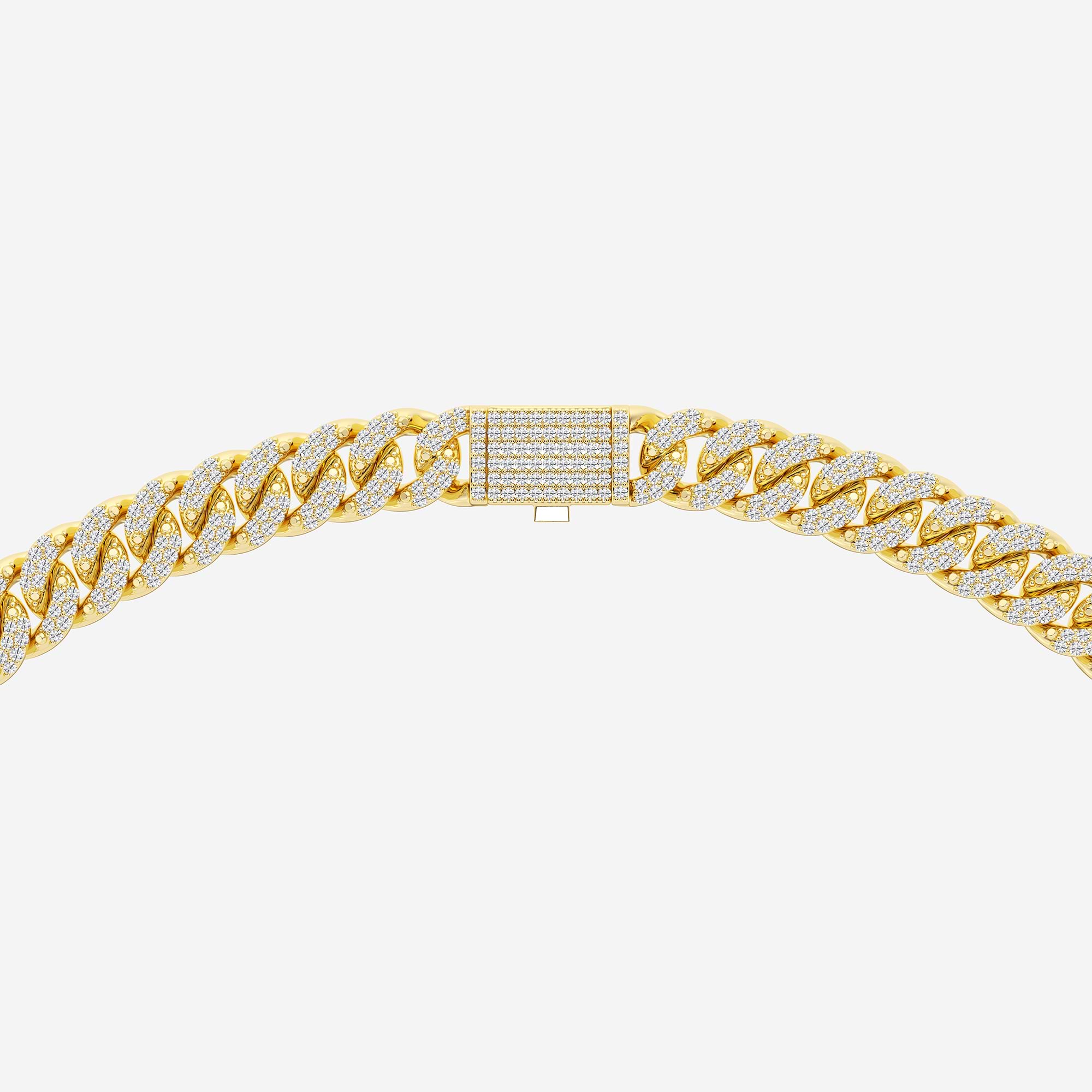 7 1/3 ctw Round Lab Grown Diamond Cuban Link Necklace 14K Yellow Gold ...