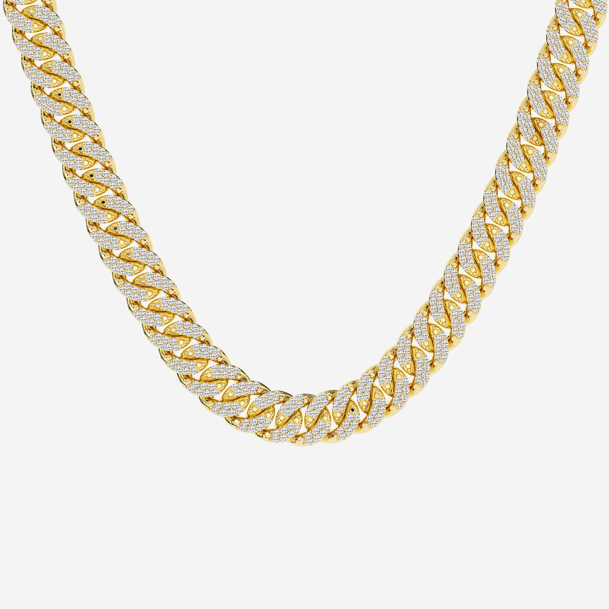 7 1/3 ctw Round Lab Grown Diamond Cuban Link Necklace 14K Yellow Gold ...