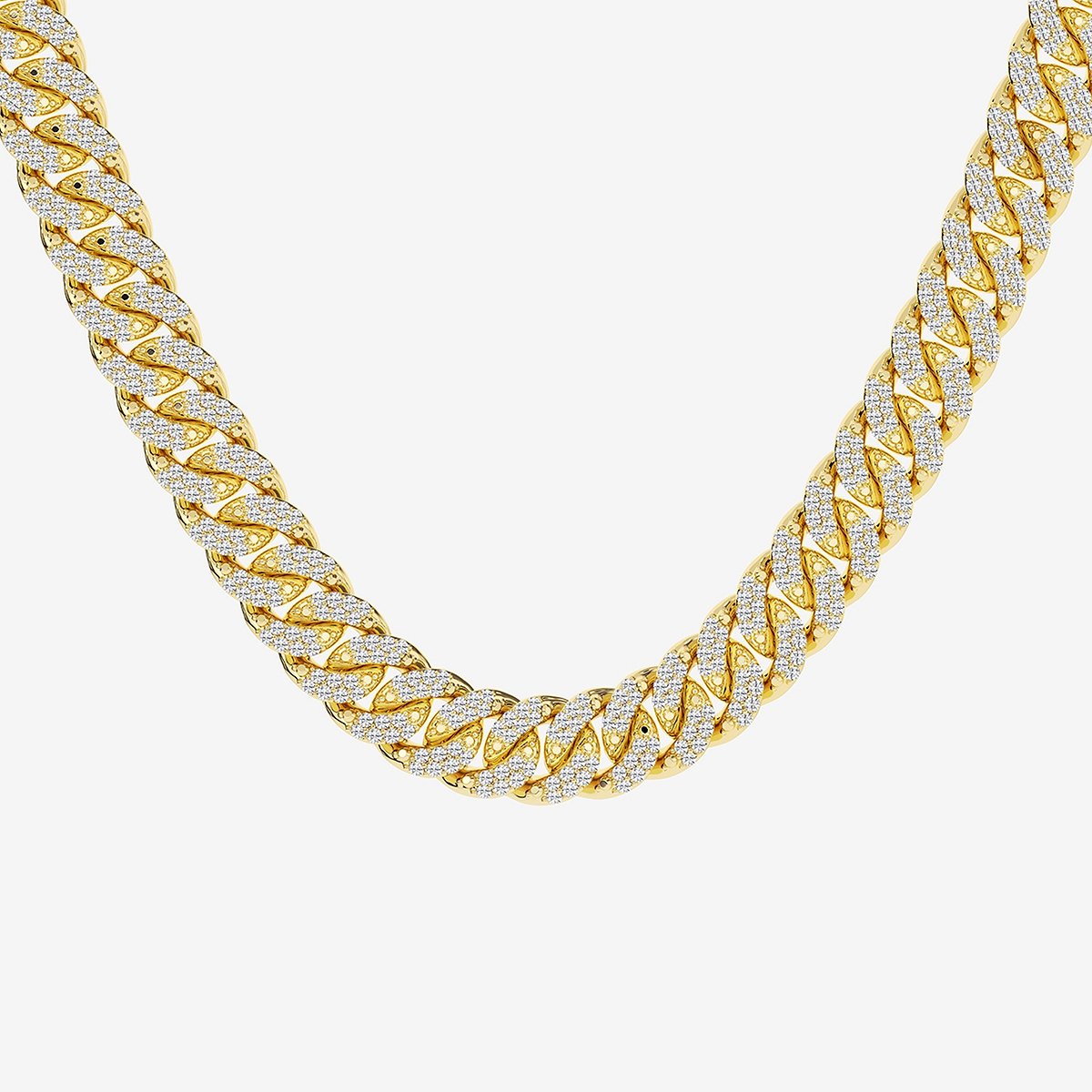 7 ctw Round Lab Grown Diamond Cuban Link Necklace 14K Yellow Gold, DE, VS1