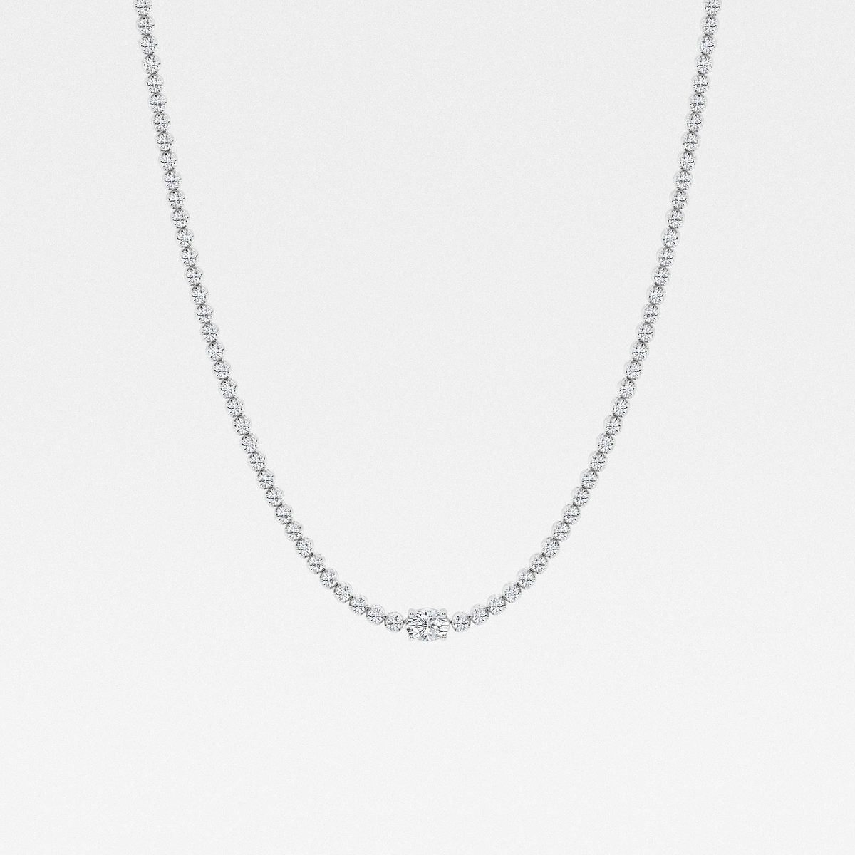 7 ctw Oval Lab Grown Diamond Single Station Tennis Necklace 14K Yellow ...