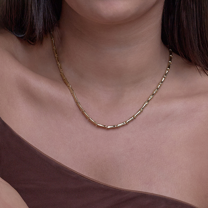 Plain Gold Bamboo Chain Necklace - Grownbrilliance