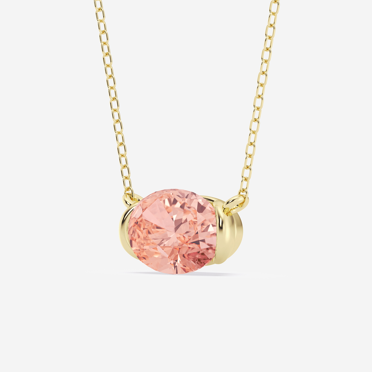 Catalina - 2 ctw Fancy Pink Oval Channel Set Pendant - Grownbrilliance