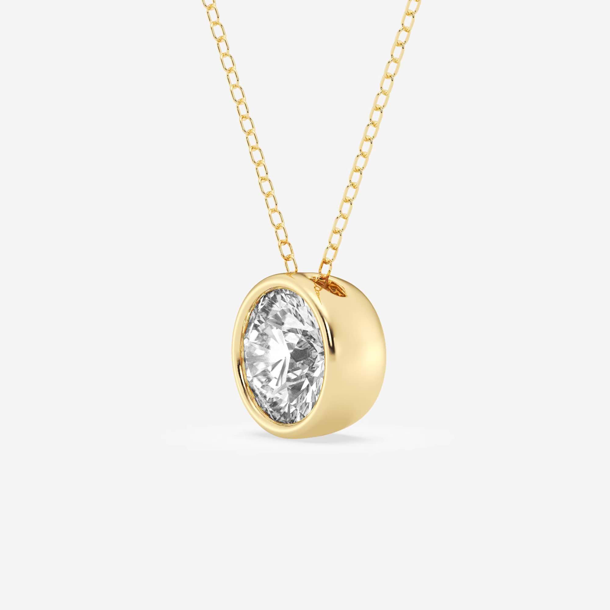2 ctw Round Lab Grown Diamond Bezel Set Solitaire Pendant with Adjustable Chain 14K Yellow Gold ...