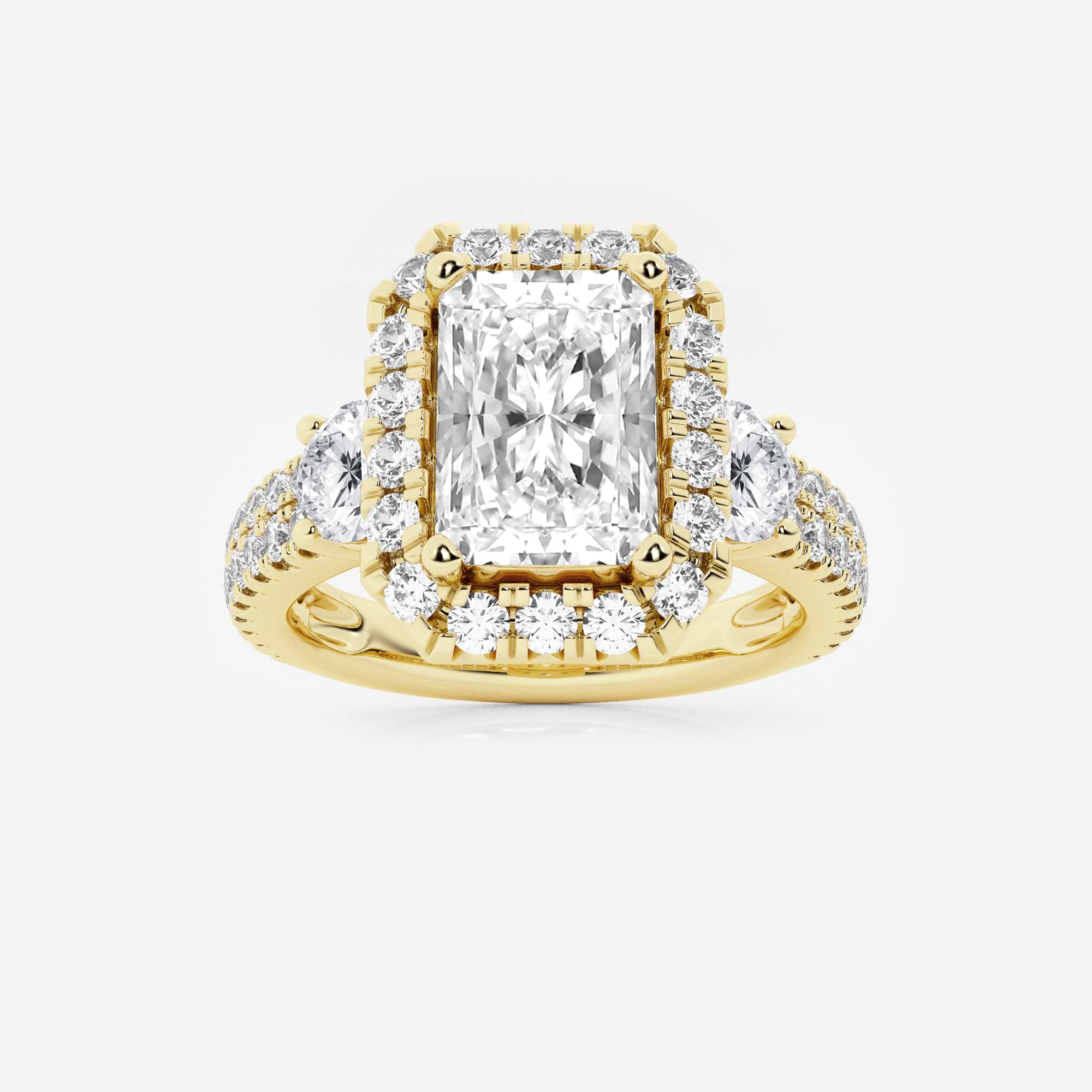 Marbella 3 1/4 ctw Radiant Lab Grown Diamond Double Row Side Stones ...