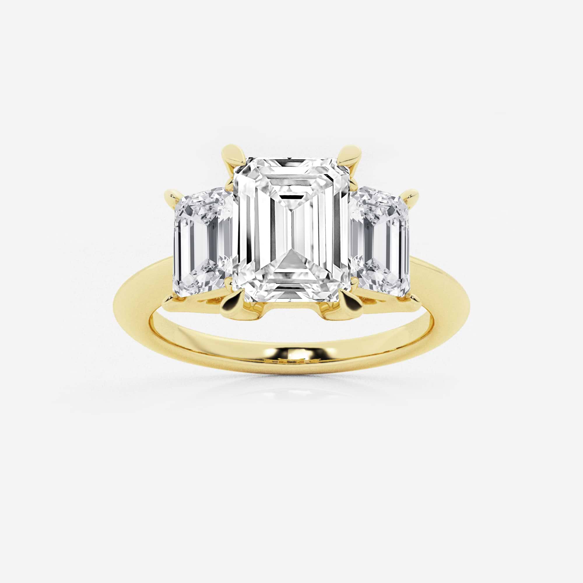 Asteria 3 ctw Emerald Lab Grown Diamond Engagement Ring 18K Yellow Gold, E, VS1