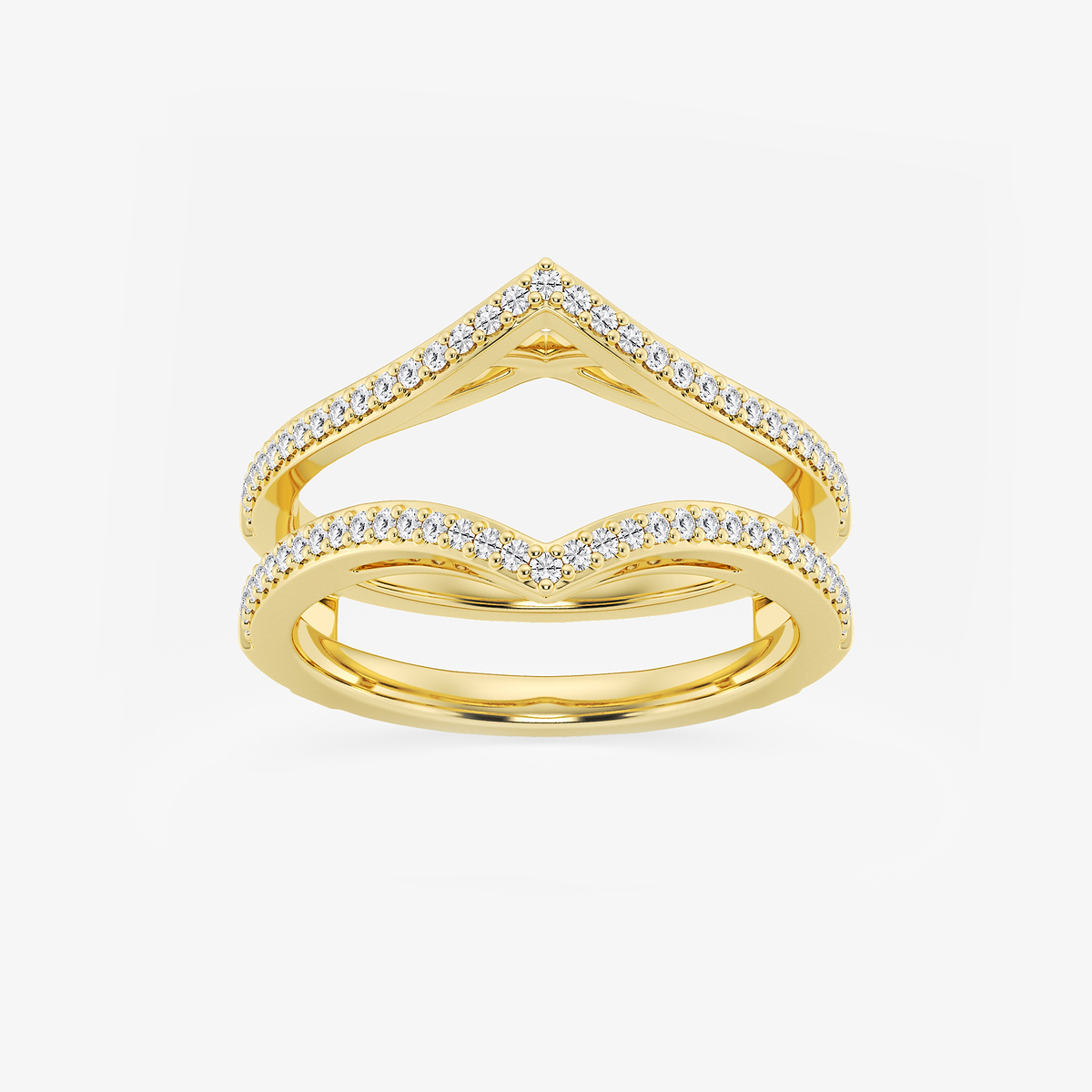 Norah 1/3 ctw Round Lab Grown Diamond Chevron Ring Enhancer 14K Yellow ...