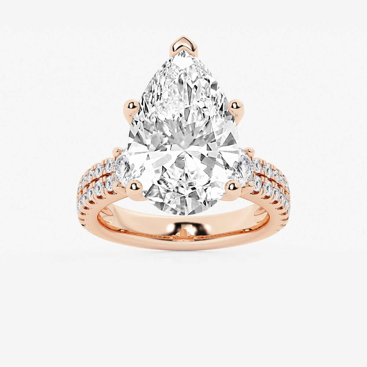 Marbella 9 ctw Pear Lab Grown Diamond Engagement Ring with Double Row ...