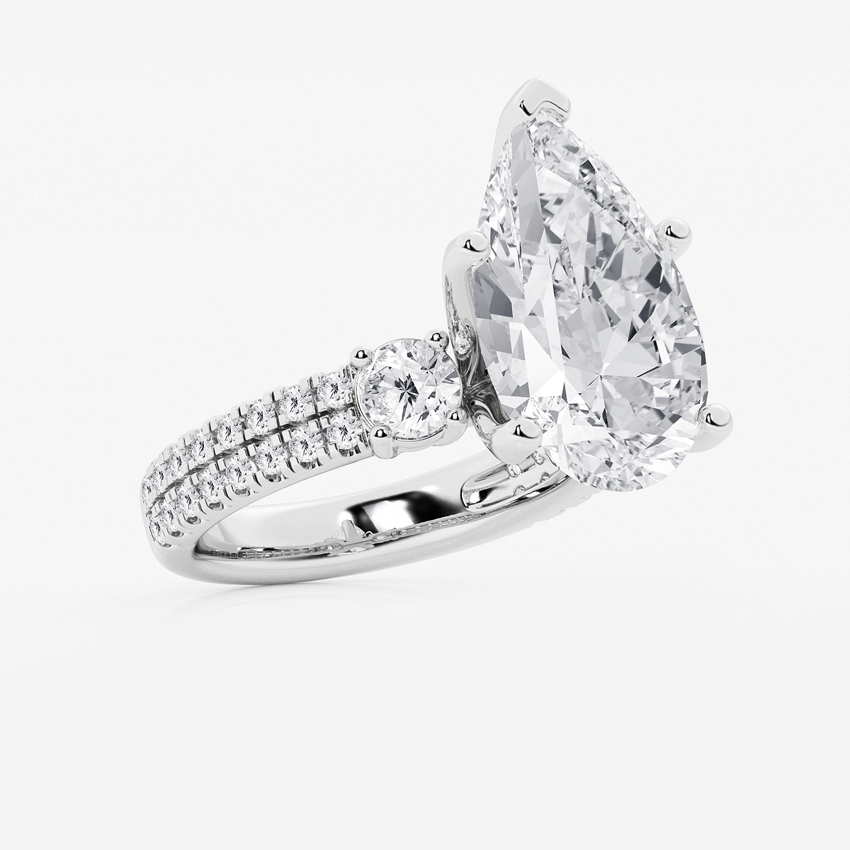 Marbella 9 ctw Pear Lab Grown Diamond Engagement Ring with Double Row ...