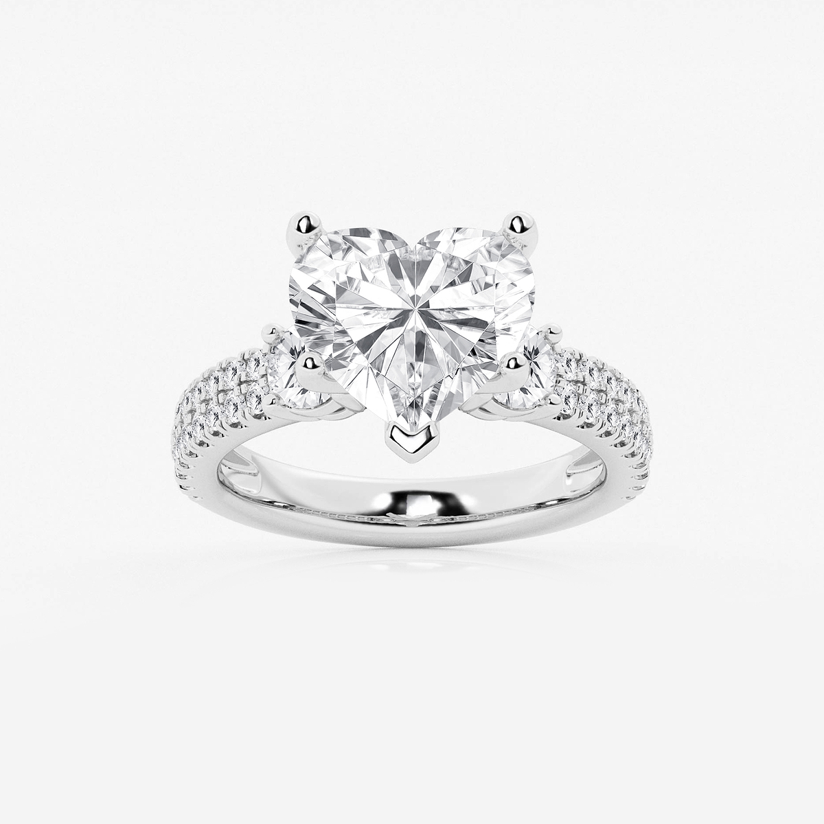 Marbella 5 ctw Heart Lab Grown Diamond Engagement Ring with Double Row ...