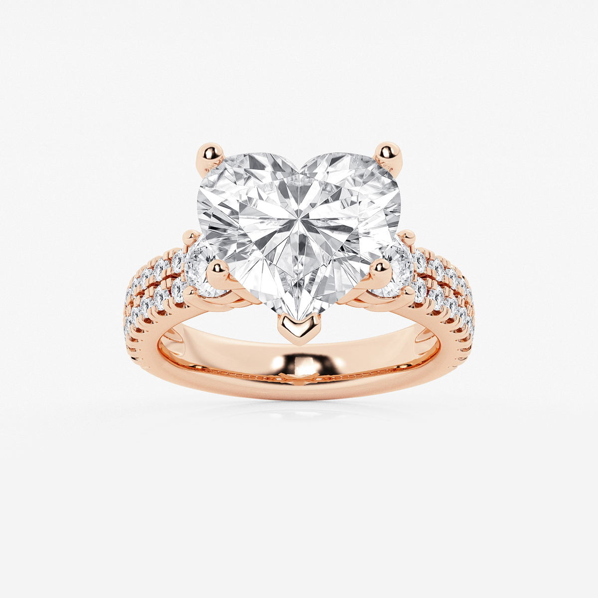 Marbella 7 ctw Heart Lab Grown Diamond Engagement Ring with Double Row ...