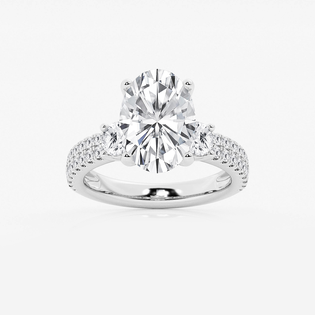 Marbella 5 ctw Oval Lab Grown Diamond Engagement Ring with Double Row ...