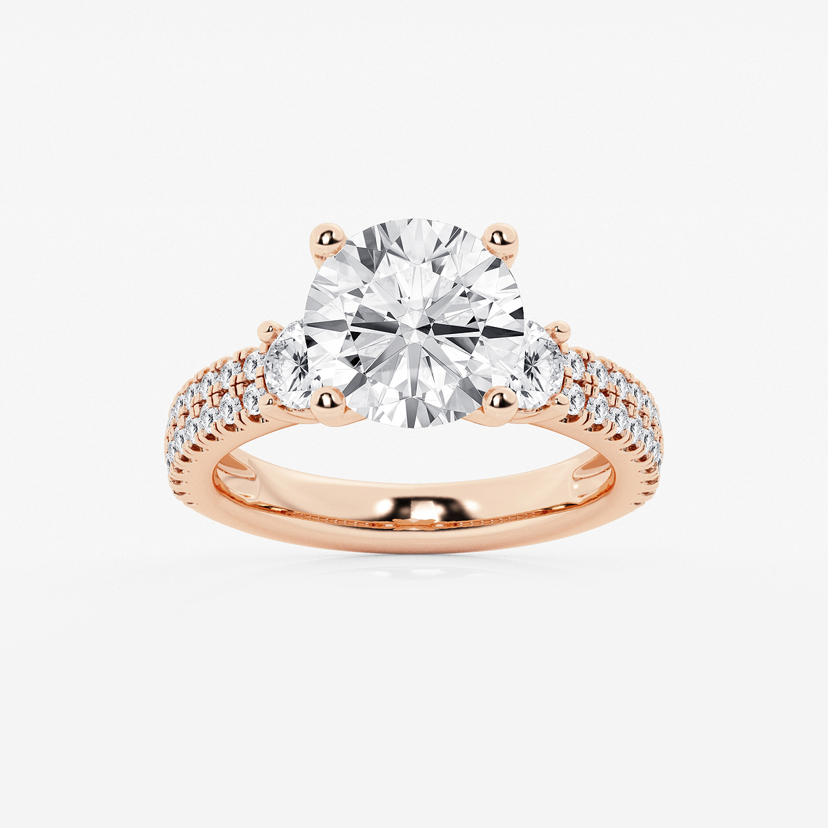 Marbella 4 1/2 ctw Round Lab Grown Diamond Engagement Ring with Double ...