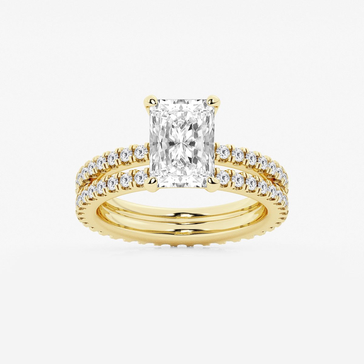 Maya 3 2/5 ctw Radiant Lab Grown Diamond Split Double Band Eternity ...