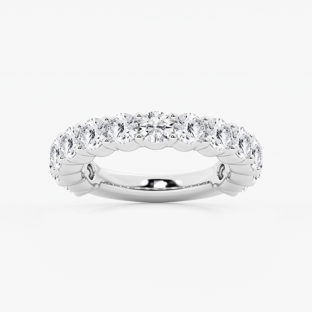 3 ctw Round Lab Grown Diamond Three Quarter Eternity Shared Prong ...