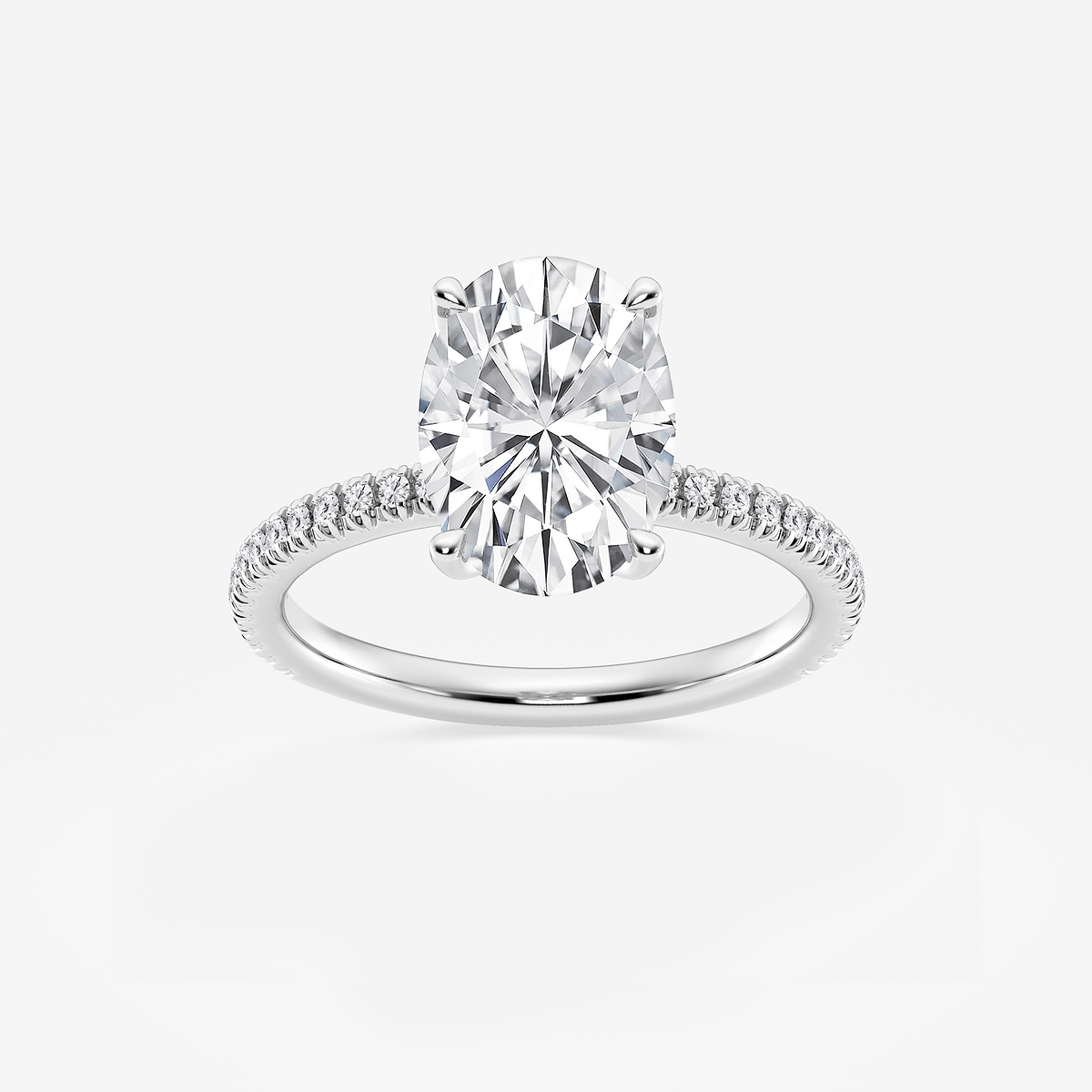 Addison 3 1/5 ctw Oval Lab Grown Diamond Scalloped classic Pave Solitaire Engagement Ring with ...