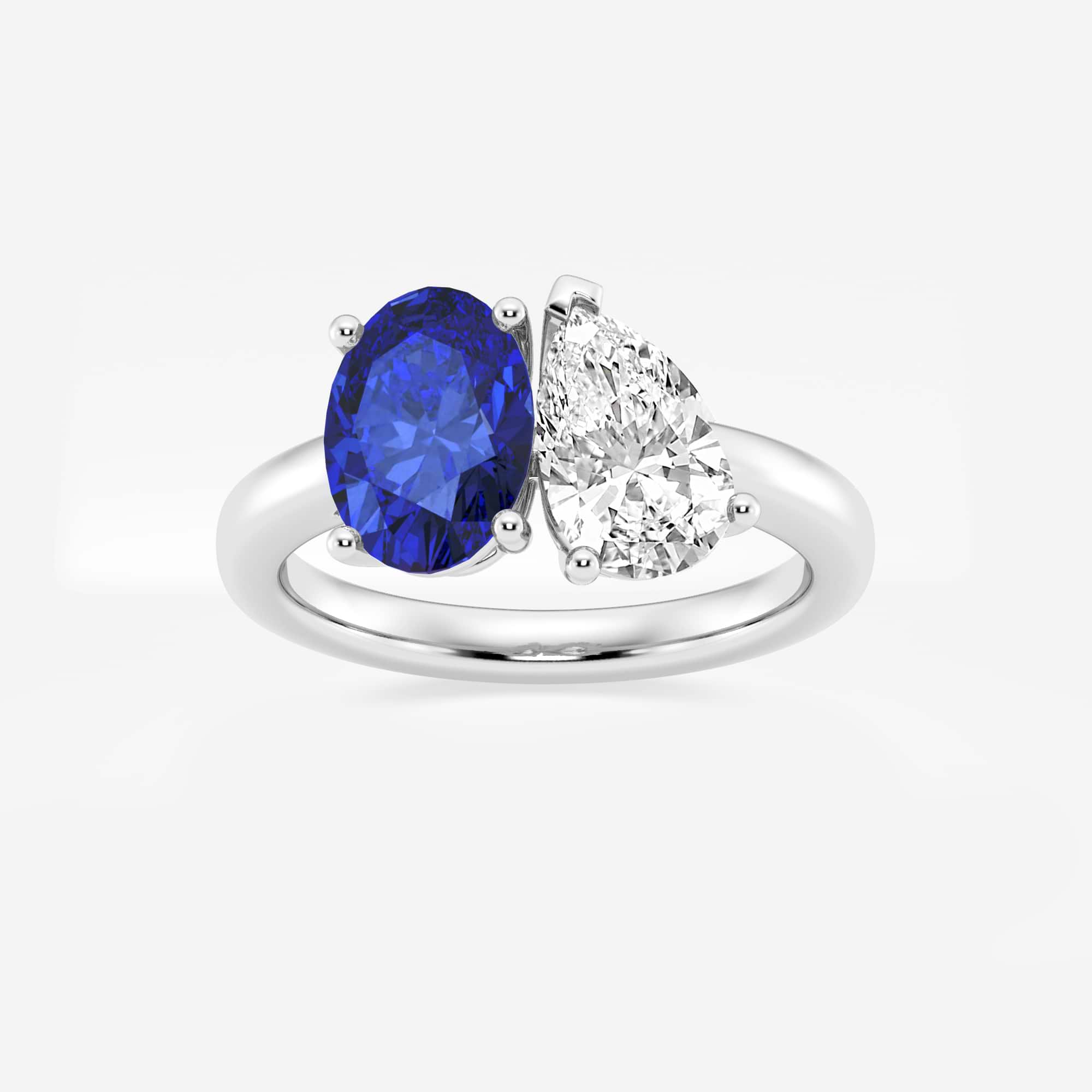 Sloane 9x7mm Oval Cut Created Sapphire and 1 1/2 ctw Pear Cut Lab Grown Diamond Two Stone ...