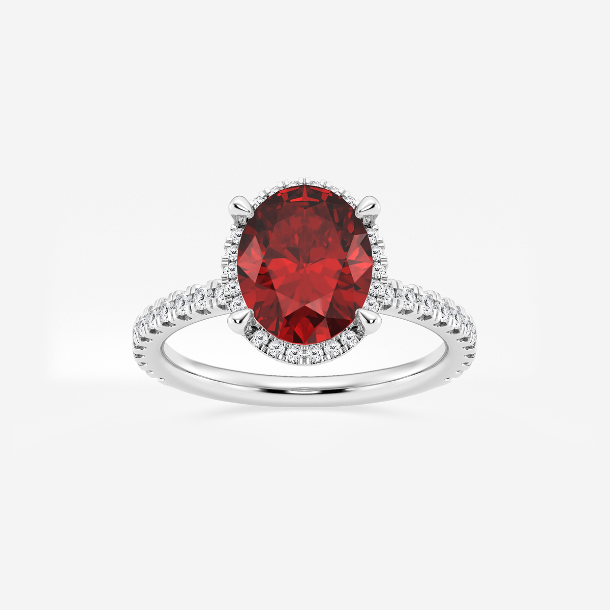 10x8mm Oval Cut Created Ruby and 2/5 ctw Lab Grown Diamond Halo ...