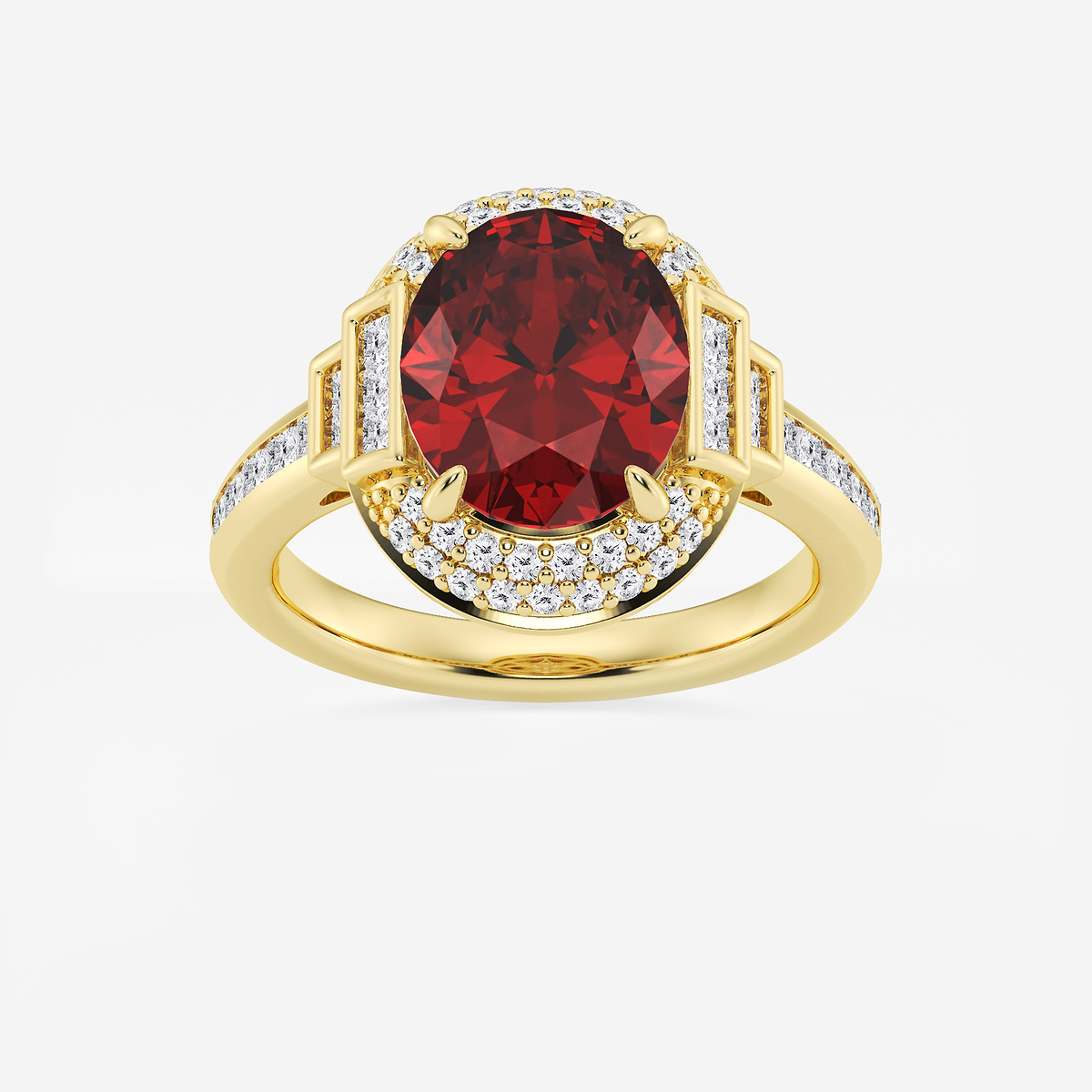 Azalea 3 3/4 ctw Oval Cut Ruby with Round & Princess Lab Grown Diamond ...