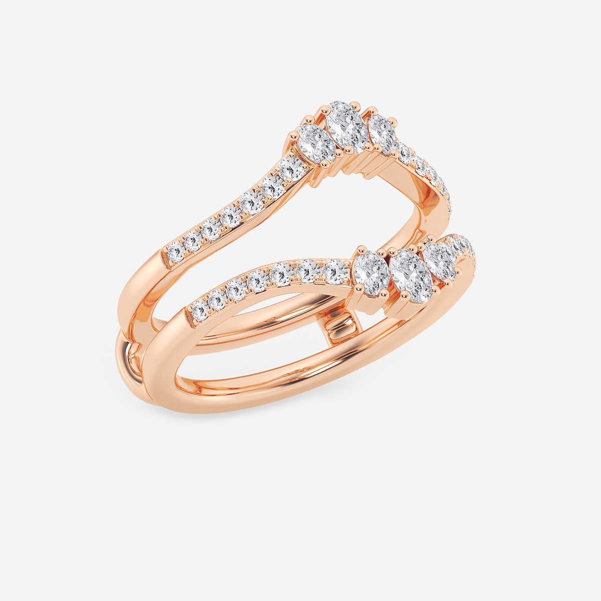 Jayleen 1/2 ctw Oval Lab Grown Diamond Ring Enhancer 14K Rose Gold, F, VS2