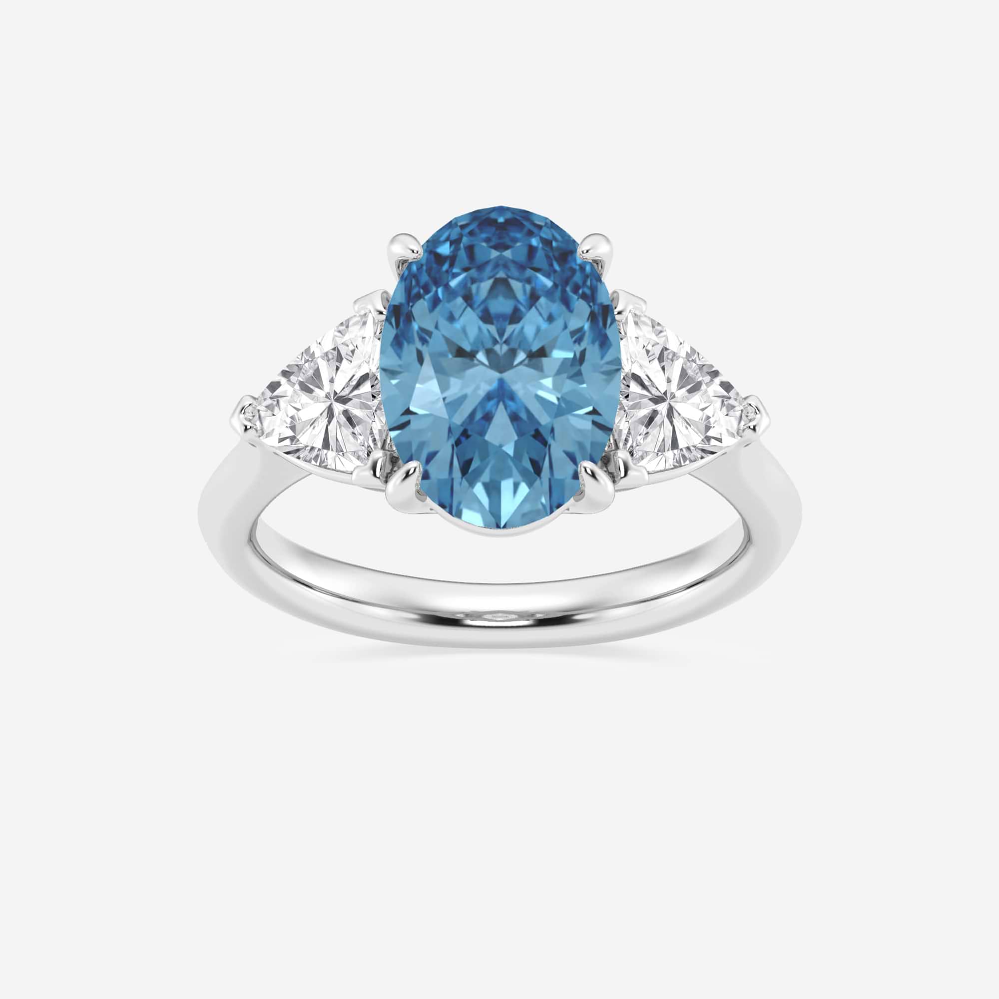 Charon 4 1/3 ctw Fancy Blue Oval Lab Grown Diamond Three Stone ...