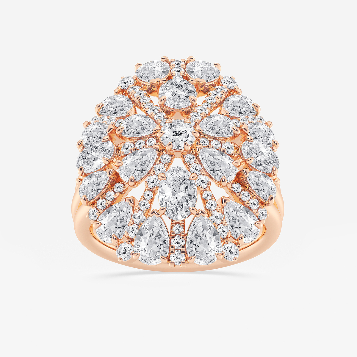 5 1/10 ctw Multi-Shape Lab Grown Diamond Floral Burst Fashion Ring ...