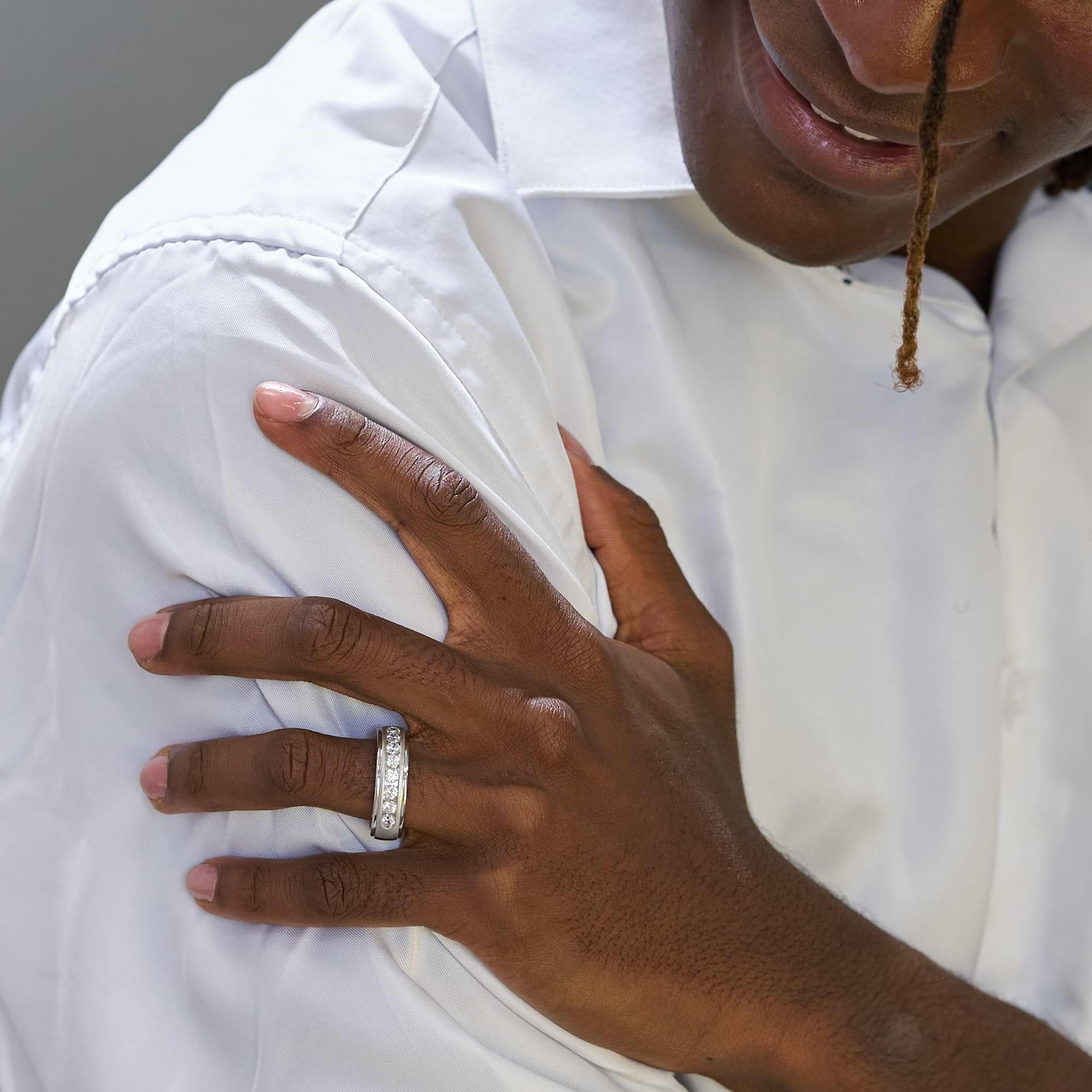 1 ctw Round Lab Grown Diamond Mens Channel Set Wedding Band 14K White ...