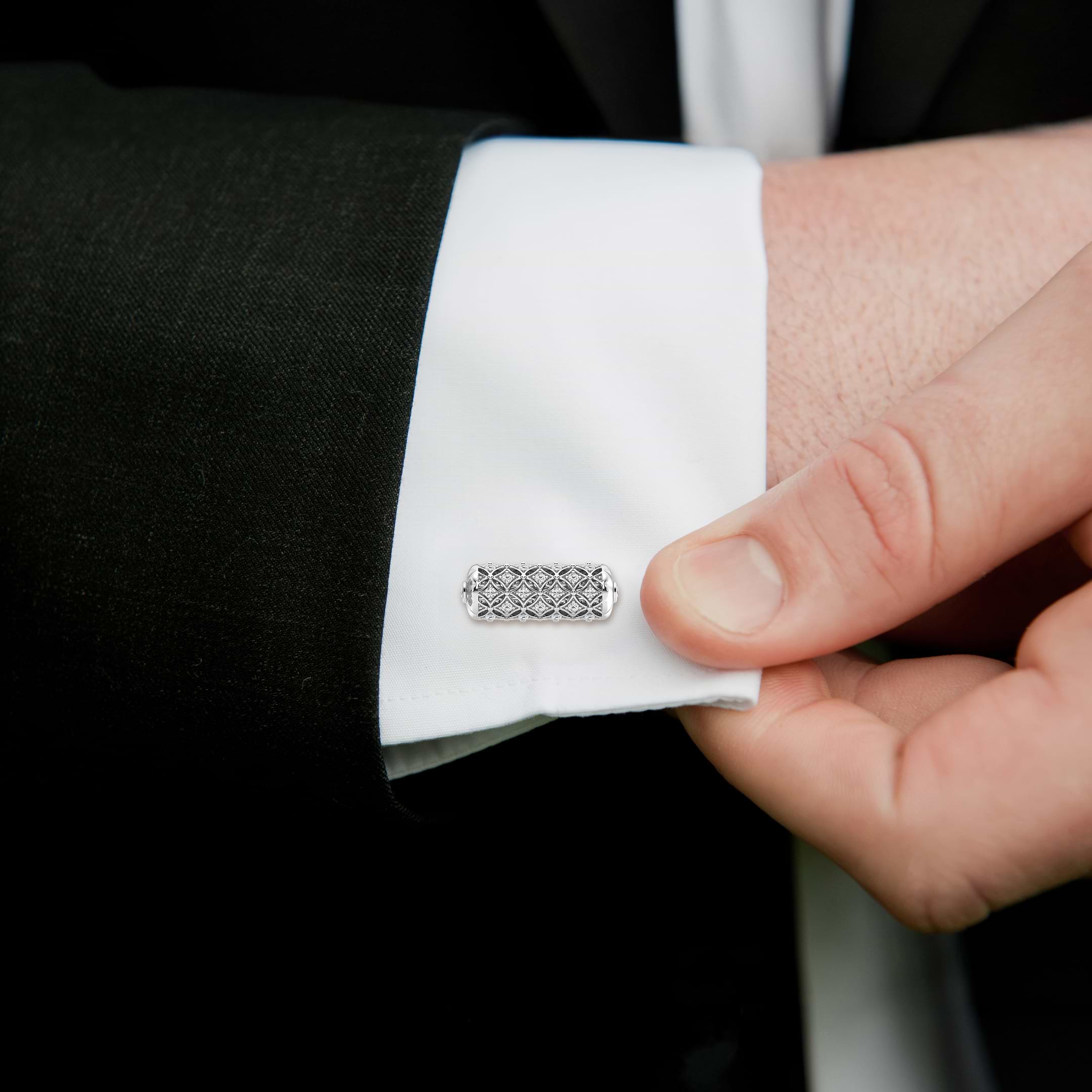 1 ctw Round Lab Grown Diamond Filigree Cufflinks - Grownbrilliance
