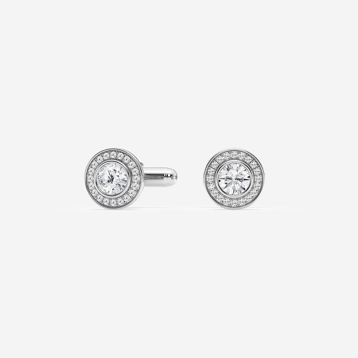 2 2/5 ctw Round Lab Grown Diamond Halo Cufflinks - Grownbrilliance