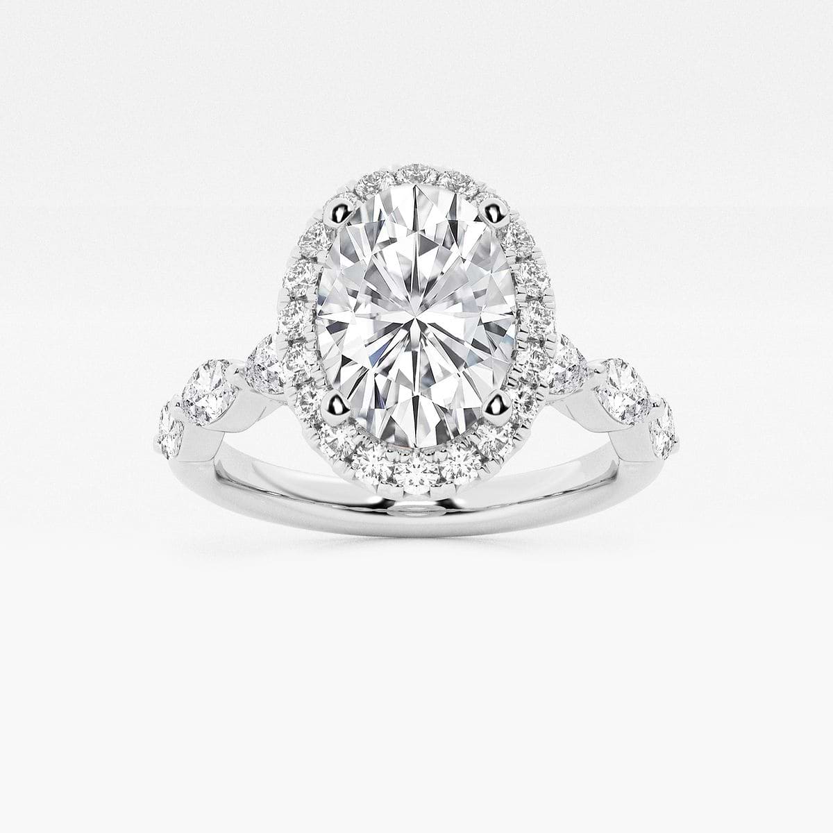Floating halo oval engagement ring store