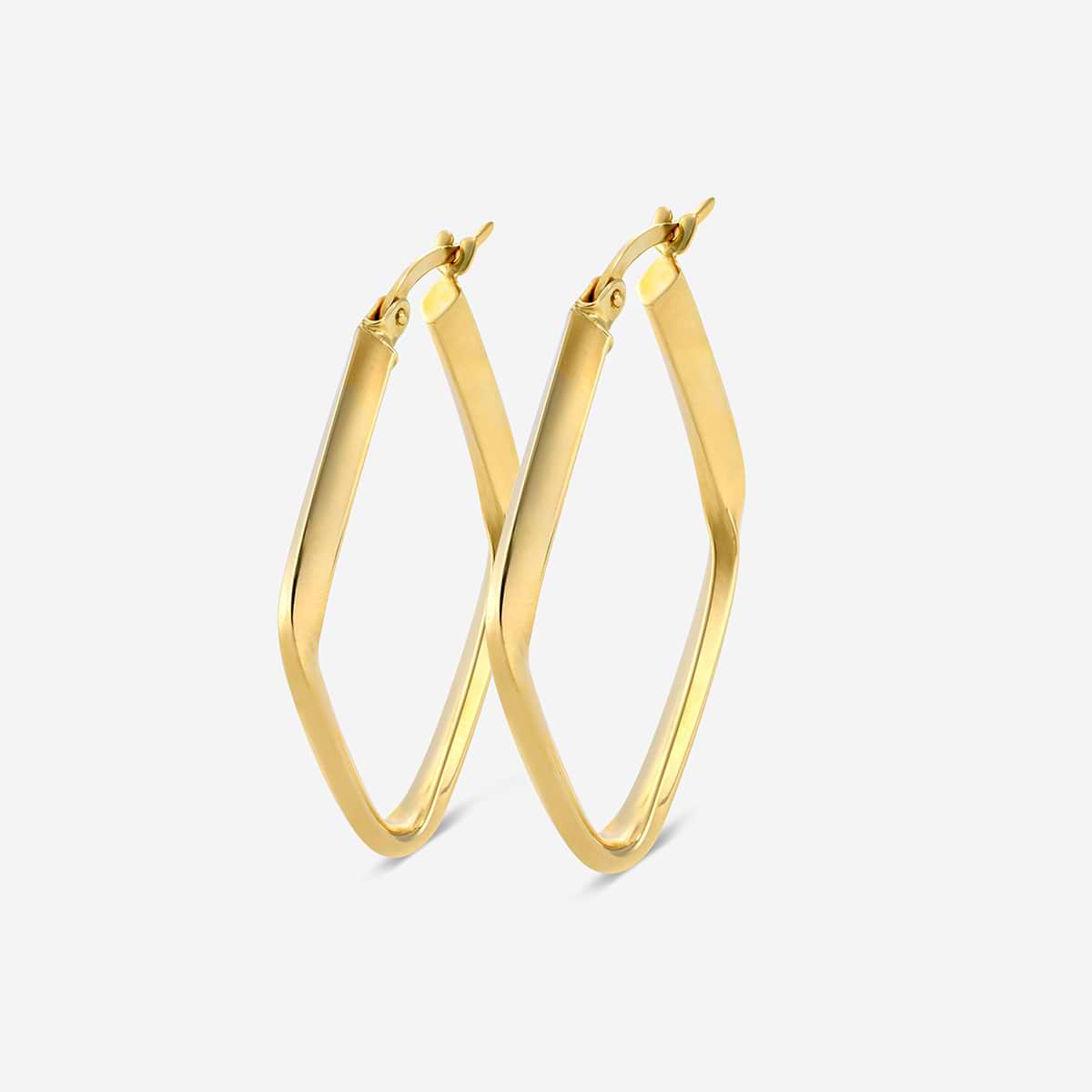 Plain Square Hoop Earrings 14K Yellow Gold